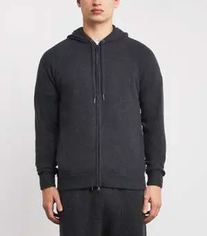 Derek Rose Cashmere Finley Zip-up Hoodie - Grey