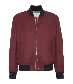 Brunello Cucinelli Technical Satin Bomber Jacket - Red