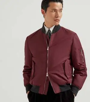 Brunello Cucinelli Technical Satin Bomber Jacket - Red