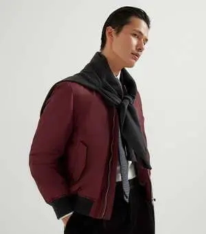 Brunello Cucinelli Technical Satin Bomber Jacket - Red