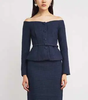 Roland Mouret Bouclé Off-the-shoulder Jacket