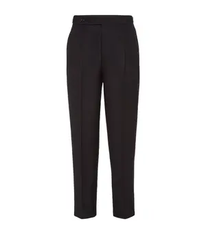 Brunello Cucinelli Silk-wool Tailored Trousers - Black