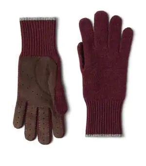 Brunello Cucinelli Cashmere Suede-trim Gloves - Pink