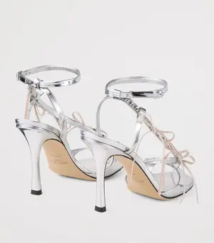 JIMMY CHOO Lula 100 Leather Heeled Sandals - Silver