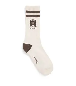 Amiri Striped Logo Socks - Beige