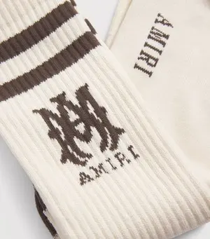 Amiri Striped Logo Socks - Beige