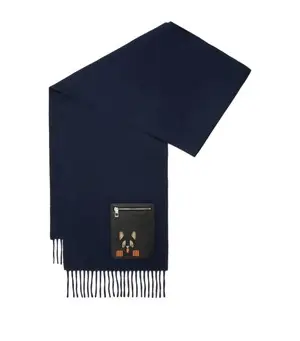 Loewe X Louis Wain Wool-cashmere Pocket-detail Scarf - Navy