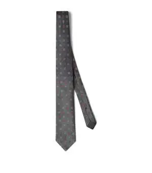Brunello Cucinelli Silk Pattern Standard Tie - Grey