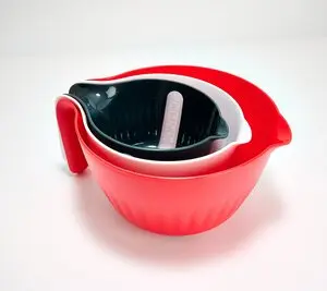 PREPOLOGY 3-pc Nestable Mixing Bowl & Colander Set W/ Handles - One-color