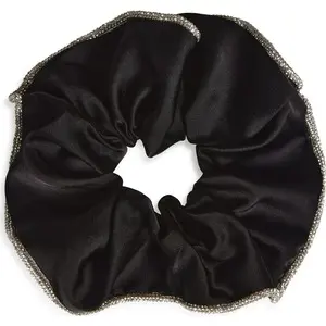 Tasha Crystal Embellished Velvet Scrunchie - Black