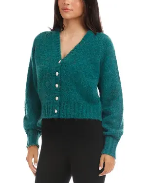 Karen Kane Pearl Button Cardigan Sweater - Teal