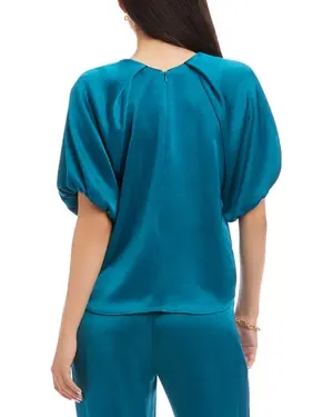 Karen Kane Puff Sleeved Satin Top - Teal