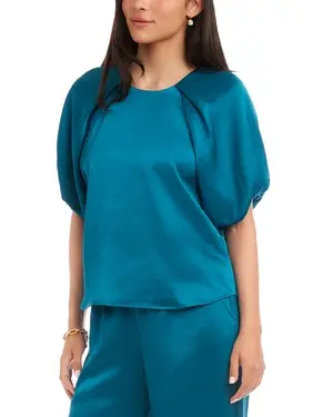 Karen Kane Puff Sleeved Satin Top - Teal
