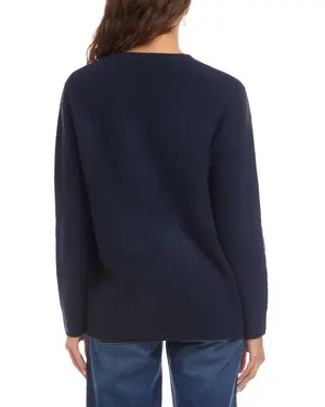 Karen Kane Heart Jacquard Sweater - Navy Blue