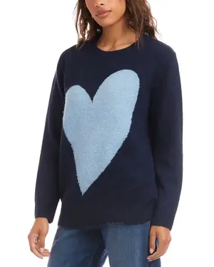 Karen Kane Heart Jacquard Sweater - Navy Blue
