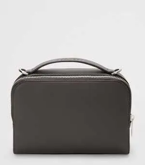 Loewe Mini Leather Camera Bag With Embossed Anagram Patch - Grey