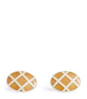 DEAKIN & FRANCIS Sterling Silver And Enamel Cufflinks - Brown