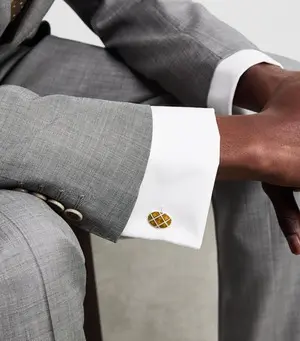 DEAKIN & FRANCIS Sterling Silver And Enamel Cufflinks - Brown