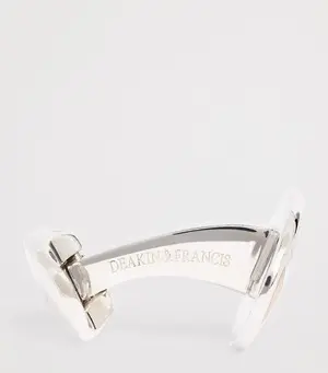 DEAKIN & FRANCIS Sterling Silver And Enamel Cufflinks - Brown