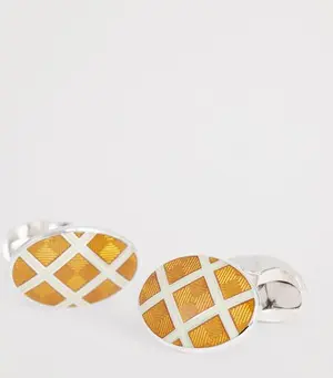 DEAKIN & FRANCIS Sterling Silver And Enamel Cufflinks - Brown