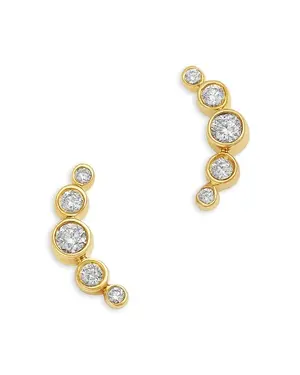 Bloomingdale'S Bezel Diamond Earclimbers 0.15 Tcw - Gold