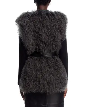 BOSS Santine Belted Mongolian Shearling Vest