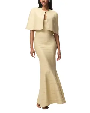 Herve Leger The Juliette Cape - Metallic Gold