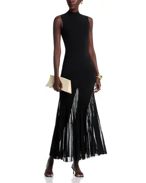 Michael Kors Mock Neck Sheer Maxi Dress