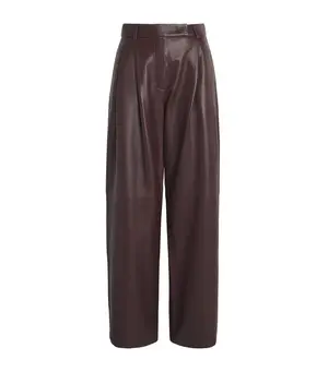 Eleventy Leather Pleated Trousers