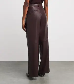 Eleventy Leather Pleated Trousers
