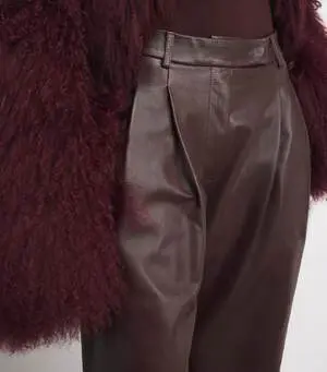 Eleventy Leather Pleated Trousers