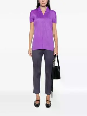 Issey Miyake Pleated Collared Polo Shirt
