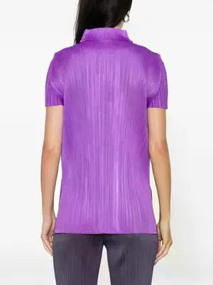 Issey Miyake Pleated Collared Polo Shirt