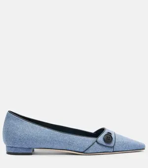 Manolo Blahnik Lulamae Herringbone Ballet Flats - Blue