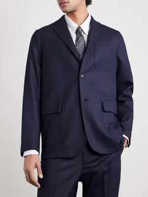 BEAMS Wool-blend Flannel Blazer - Blue