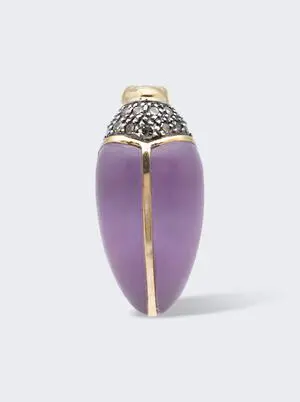 BIBI VAN DER VELDEN Mini Scarab Amethyst Stud Earring - Yg
