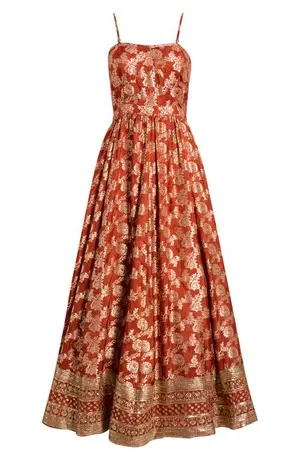 HOLICHIC Amber Metallic Embroidery Strapless Gown