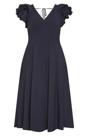 City Chic Ila Flutter Sleeve Midi Dress