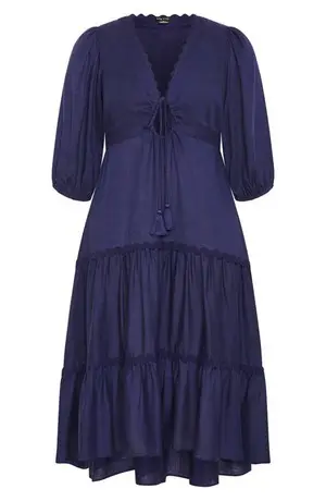 City Chic Scallop Trim Tiered Maxi Dress