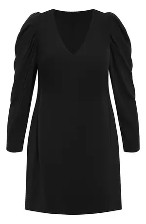 City Chic Long Sleeve Puff Shoulder Dress