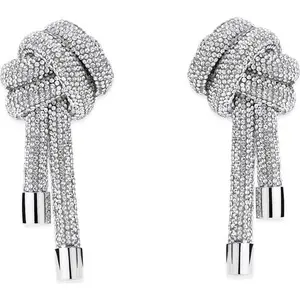 AREA Crystal Knot Drop Earrings - Clear Crystal/silver
