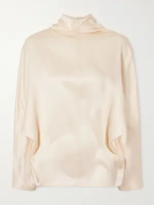 Brunello Cucinelli Silk-satin Turtleneck Blouse