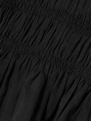 DÔEN Baptisia Shirred Organic Cotton-voile Top - Black