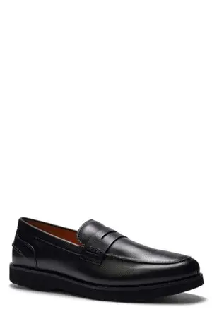 A. VEER Mason Penny Loafer - Black Leather
