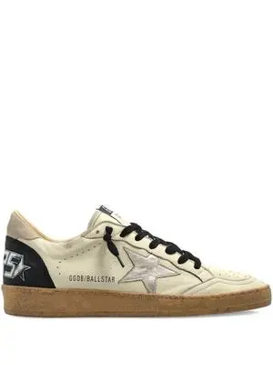 Golden Goose Ball Star' Sneakers In White Leather With A Side Star In Blue Suede - Multicolour