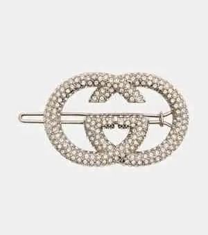 Gucci Interlocking G Embellished Barrette - Silver