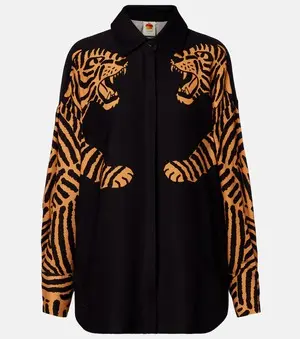 Farm Rio Tiger Print Rayon Shirt