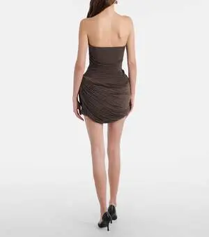 Magda Butrym Ruched Jersey Mini Dress - Brown