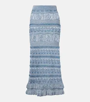 Etro Crochet Ruffled Cotton Midi Skirt