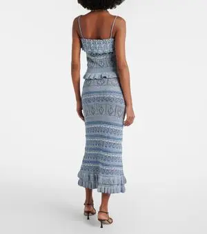 Etro Crochet Ruffled Cotton Midi Skirt